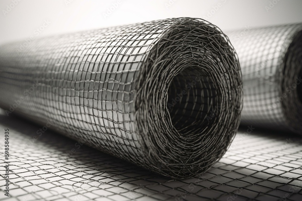 Wire mesh roll on white background - 3D graphic. Generative AI Stock ...