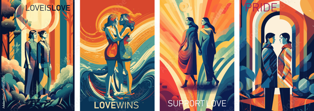 Vecteur Stock Happy pride month rainbow colors. Vector illustrations of ...