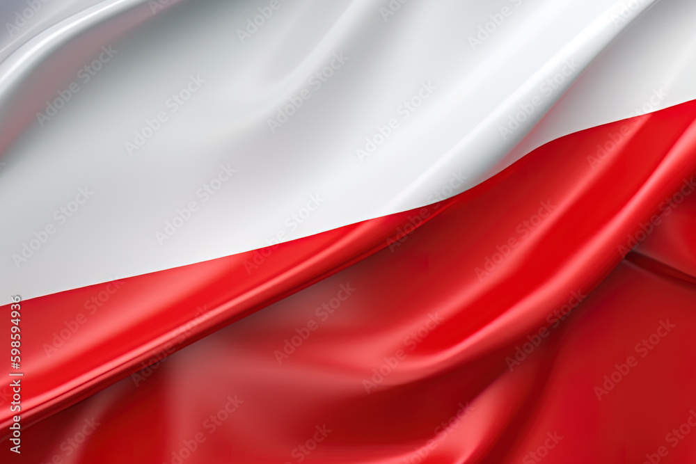 white and red background, waving the national flag of Poland, waved a ...