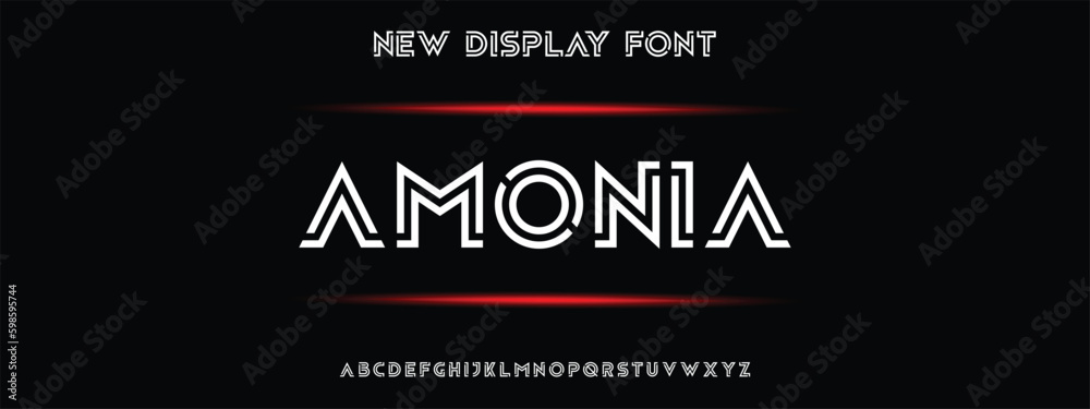 AMONIA Double line monogram alphabet and tech fonts. Lines font regular ...