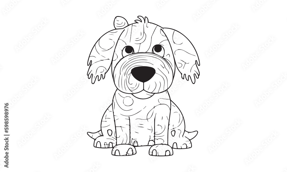 A Cute pappy dog black and white sketch for children. Coloring pages ...
