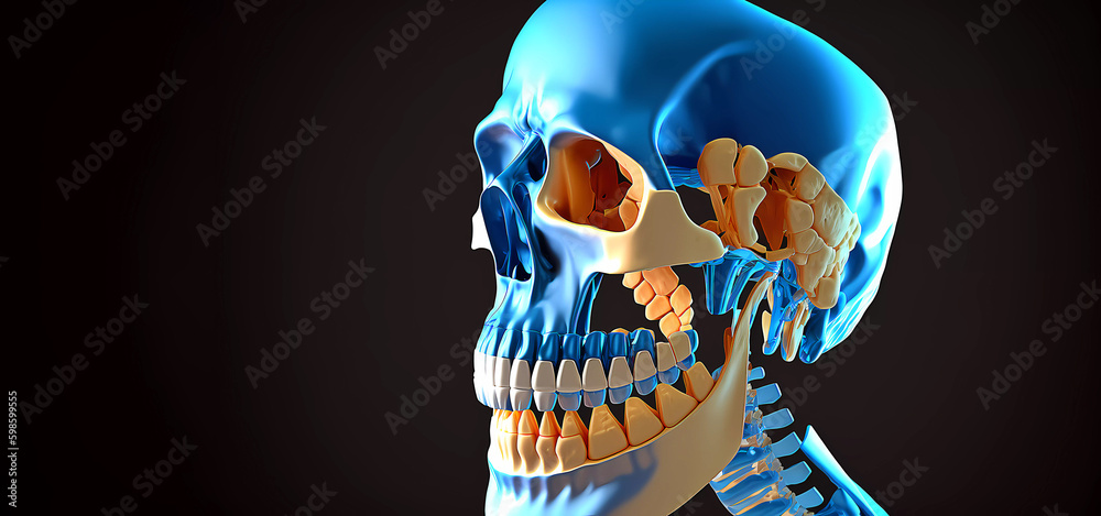 Human skull with teeth. human anatomy. Dentist. Generative AI Stock ...