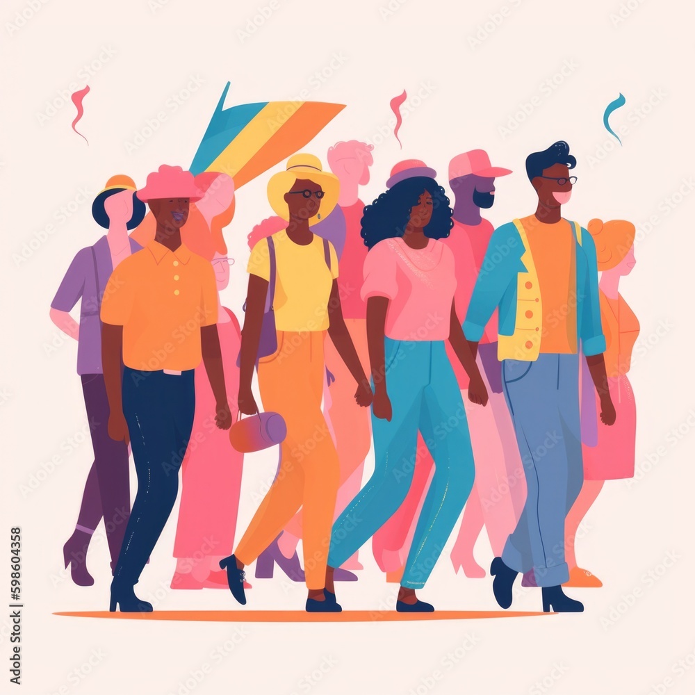 Trans people marching for LGBTQ and trans rights on the street with ...