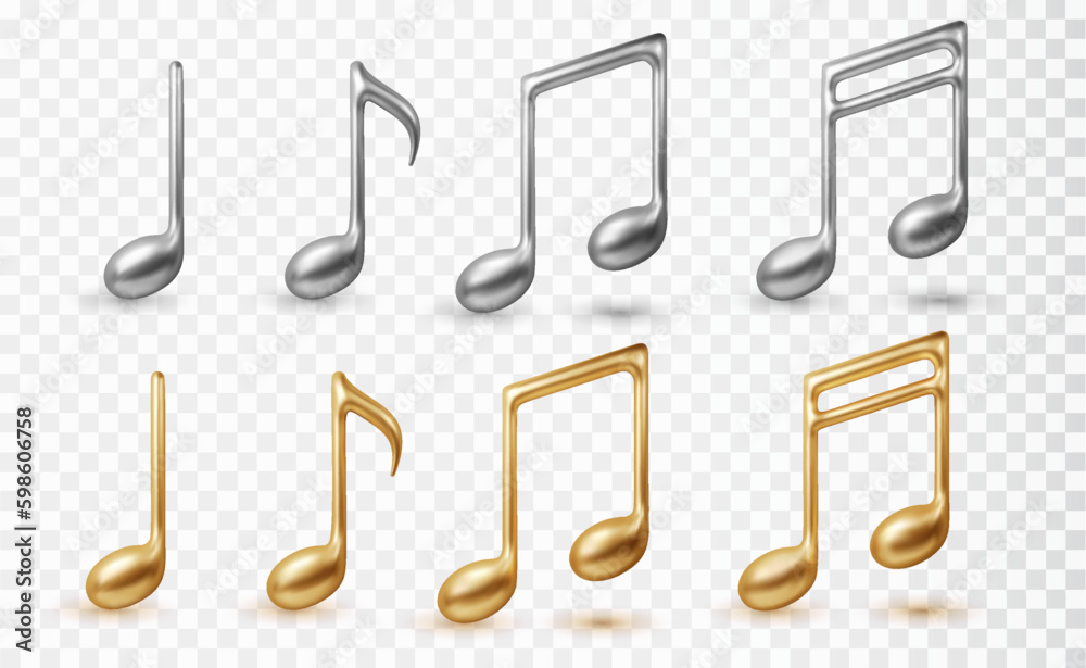 Silver Music Notes Png