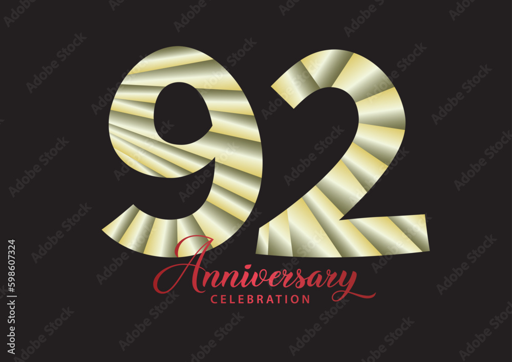 92 year anniversary celebration logotype vector, 92 number design, 92th ...