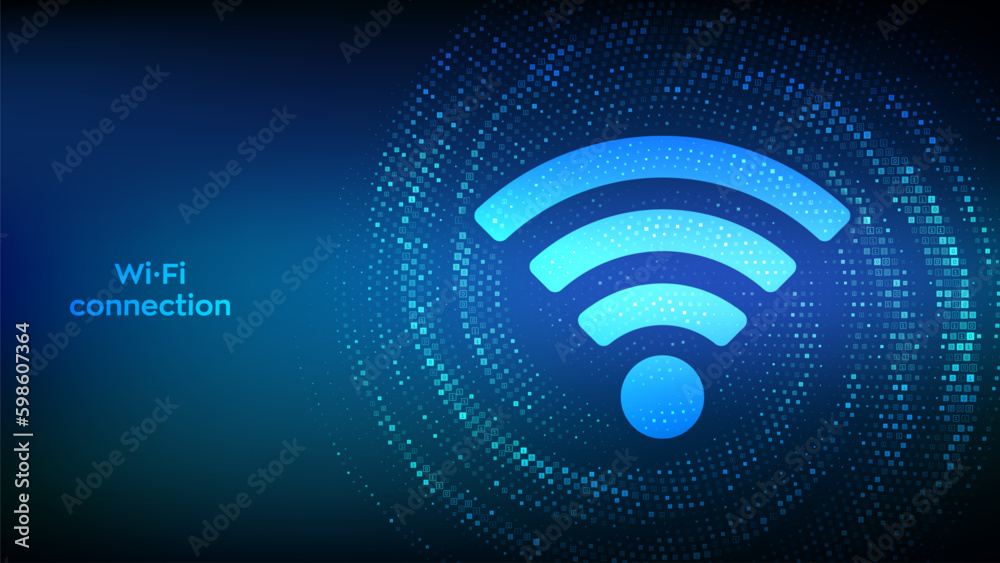 Wi-Fi network icon. Wi Fi sign. Wlan access, wireless hotspot signal ...