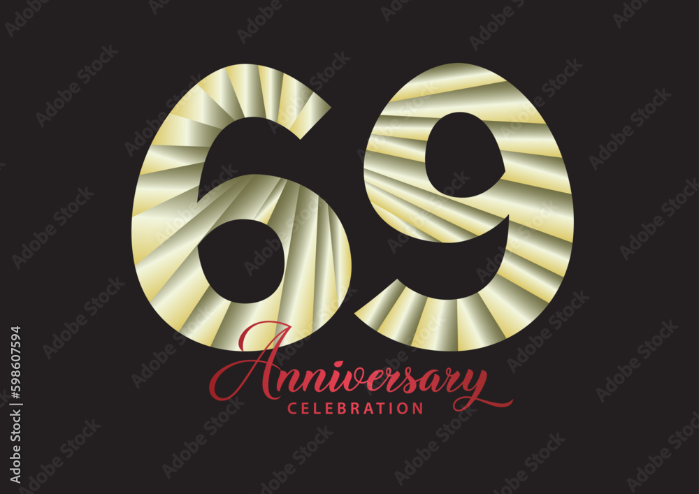 69 year anniversary celebration logotype vector, 69 number design, 69th ...