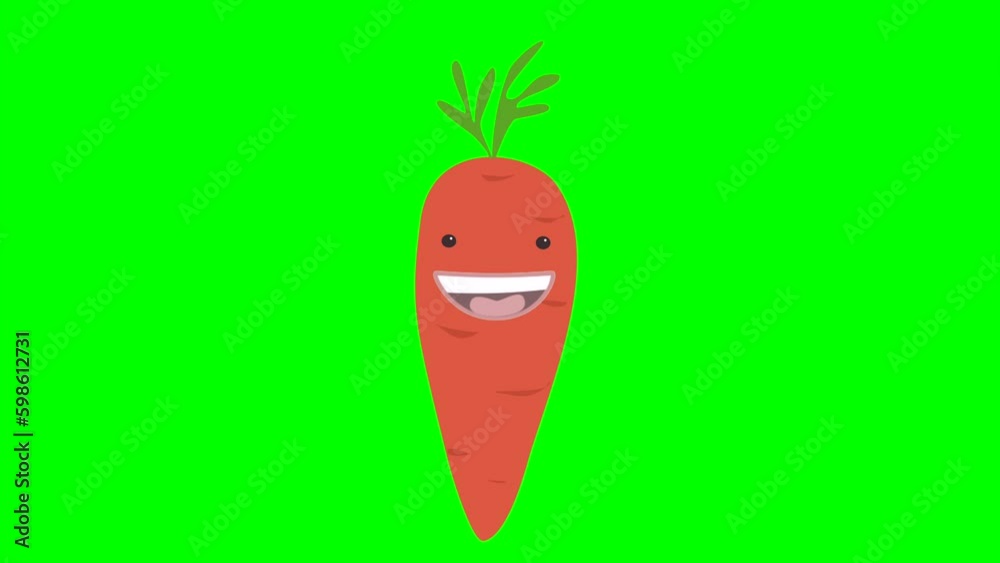 Cartoon carrot talking loop with alpha channel. Vegetable animation on ...