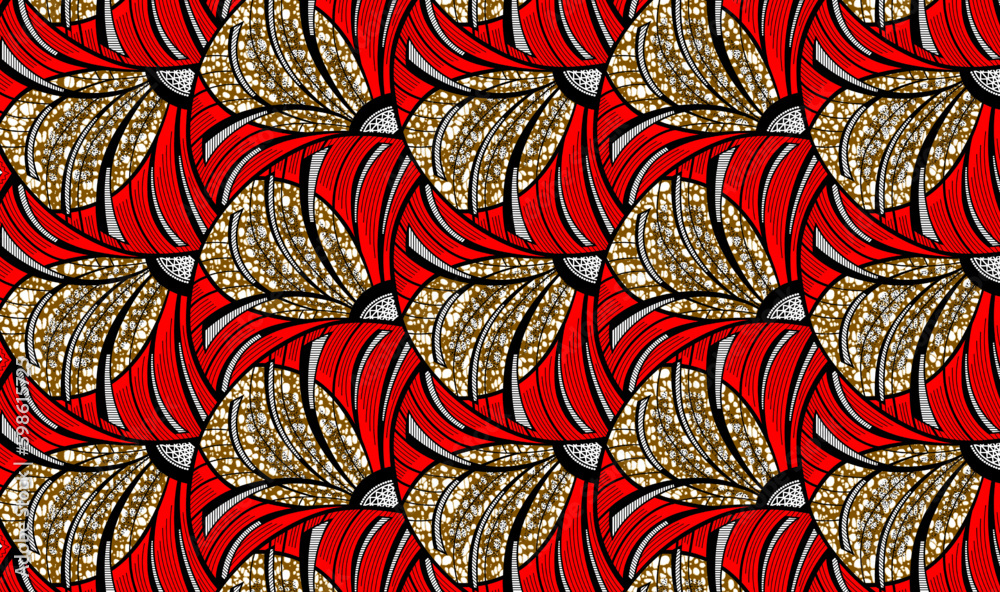 Ankara seamless pattern, straight lines and curves, textile art, tribal ...