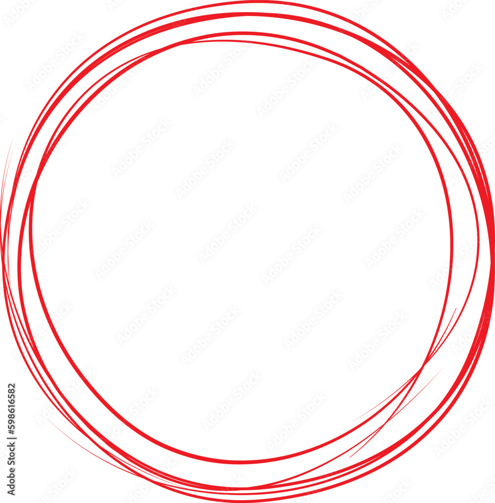 Red circle line hand drawn. Highlight hand drawing circle isolated on ...