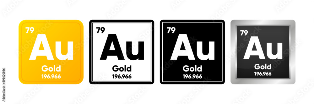 Gold chemical element with 79 atomic number, atomic mass and ...
