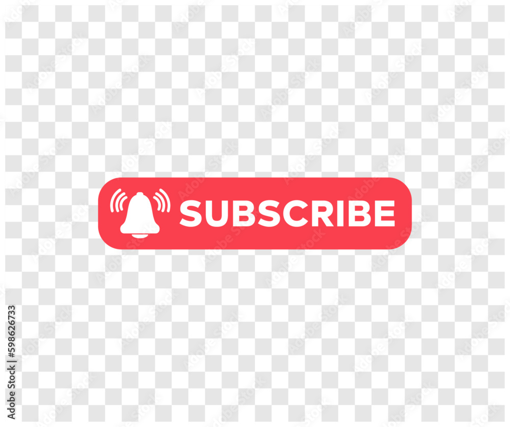 Red button subscribe of channel on transparent background. Subscribe to ...