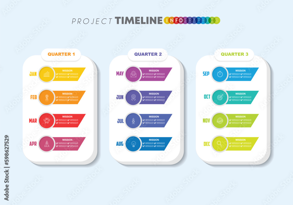infographic Project timeline graph for 12 months modern diagram ...