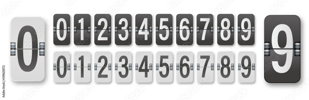 Flip board style numbers. Airport terminal, arrival board with numbers ...