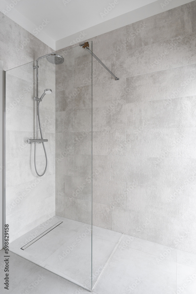 shower cabin in apartment interior with modern style Stock Photo ...