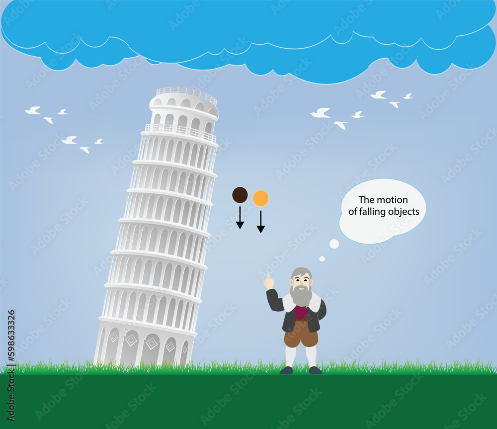 illustration of physics, THE LAW OF FALLING BODIES, Galileo's law of ... illustration of physics, THE LAW OF FALLING BODIES, Galileo's law of ...