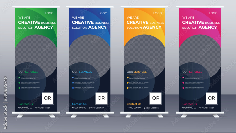 Business Roll Up Banner stand vector creative design. Sale banner stand ...
