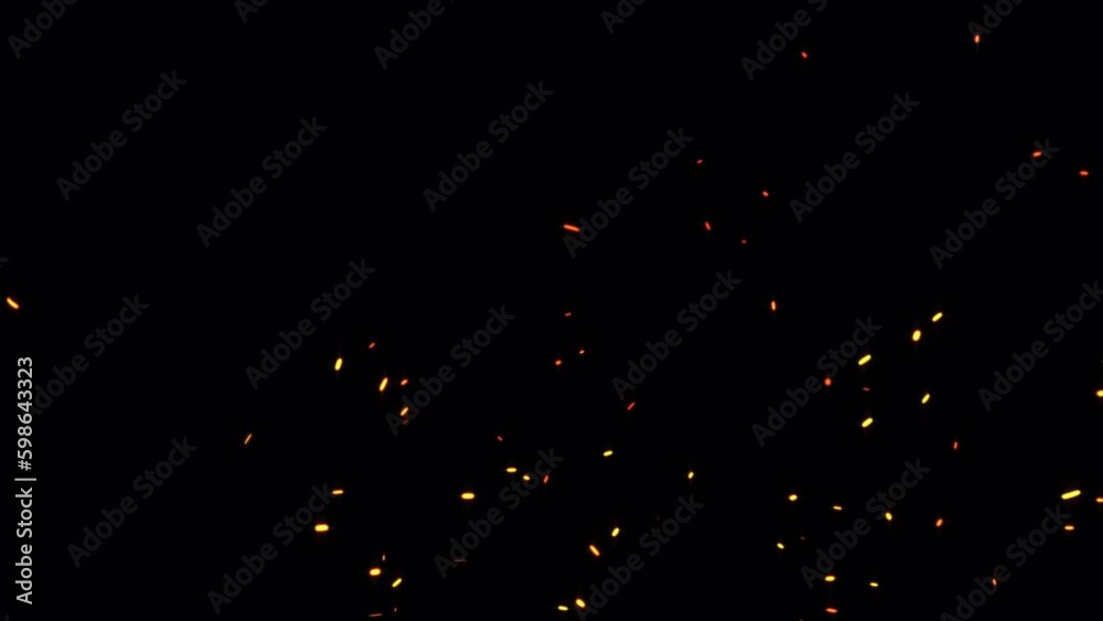 Abstract animation loop burning hot orange sparks glow fire embers ...