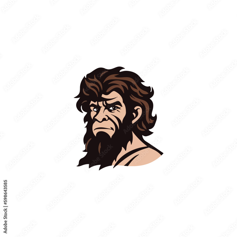 primitive caveman logo, an extinct species of archaic humans viewed ...