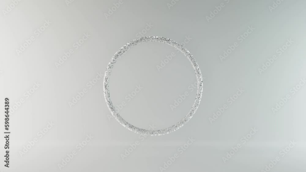 Animation Of A Ring Formed By Cubes Realistic 3d Render Of Silver Coin Particles Exploding