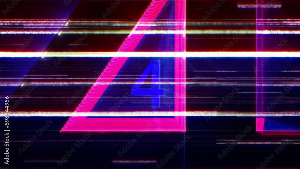 Five Seconds Countdown Timer With Line Noise Effect Animation Abstract