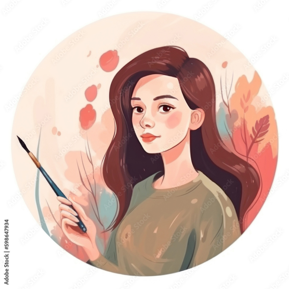 Avatar of an artist's girl with a brush, created with Generative AI ...