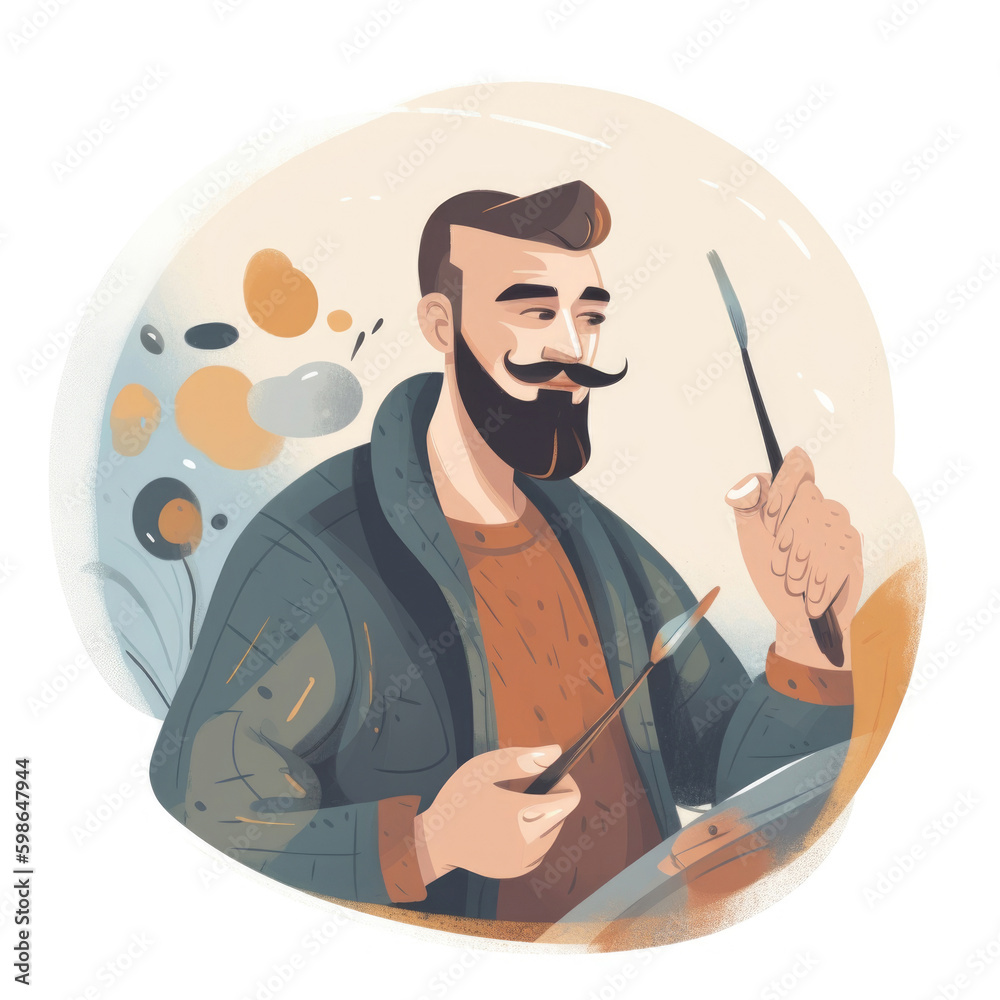 Avatar of a male artist with a brush, created with Generative AI ...