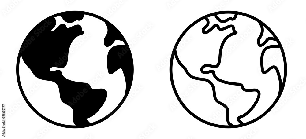 Realistic world globe and map icon useful for designer. Realistic earth ...