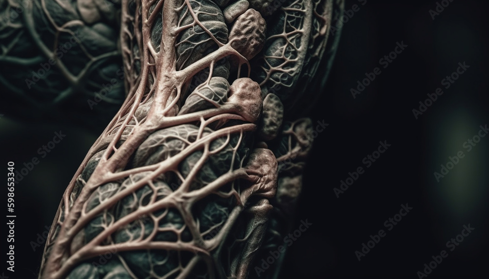 Organic growth of tree branch shows anatomy generated by AI Stock ...