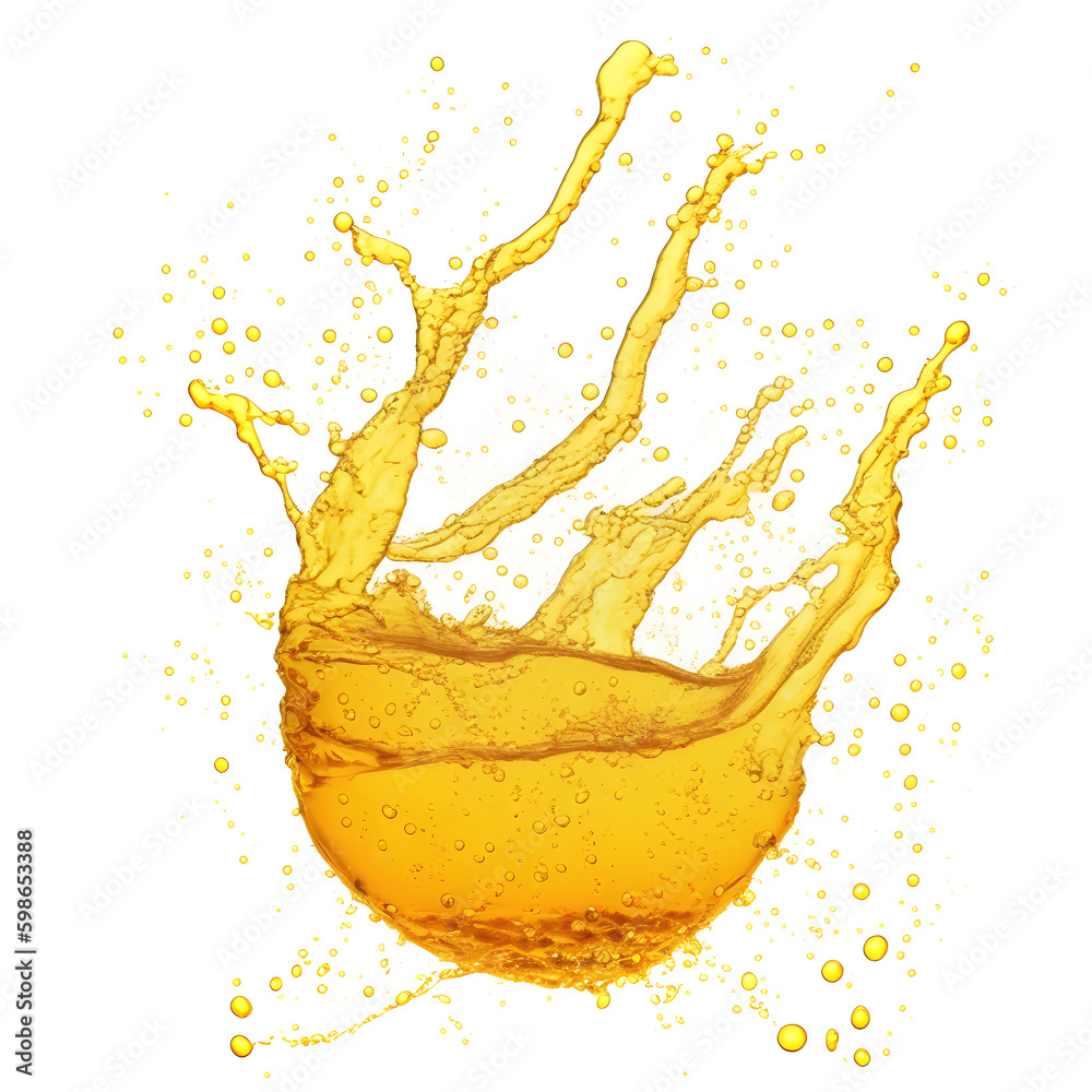 Yellow or orange juice water splash isolated on white background. PNG ...