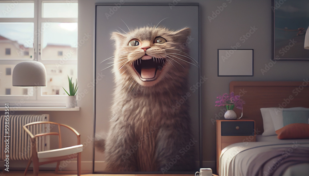 Happy cat, Surprised face, Wow expression cat funny face with open ...