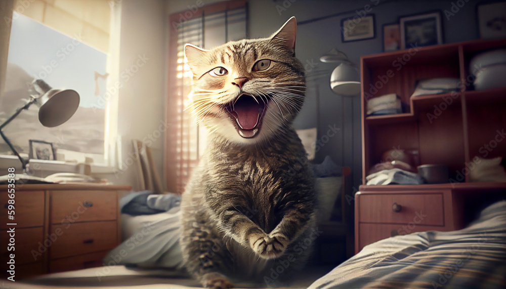 Happy cat, Surprised face, Wow expression cat funny face with open ...