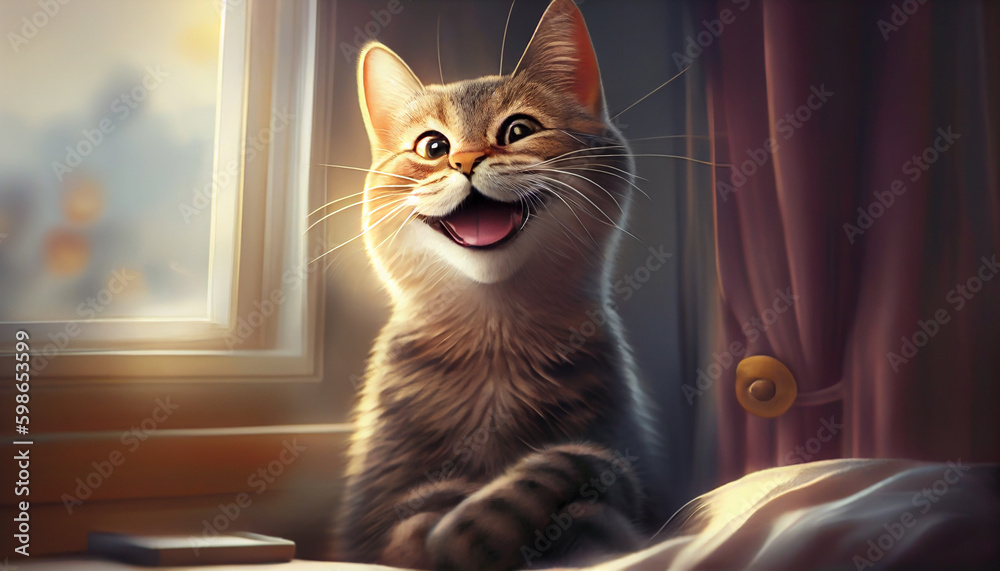 Happy cat, Surprised face, Wow expression cat funny face with open ...