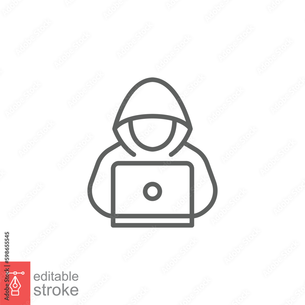 Hacker icon. Simple outline style. Cybercrime, hacking, password theft ...