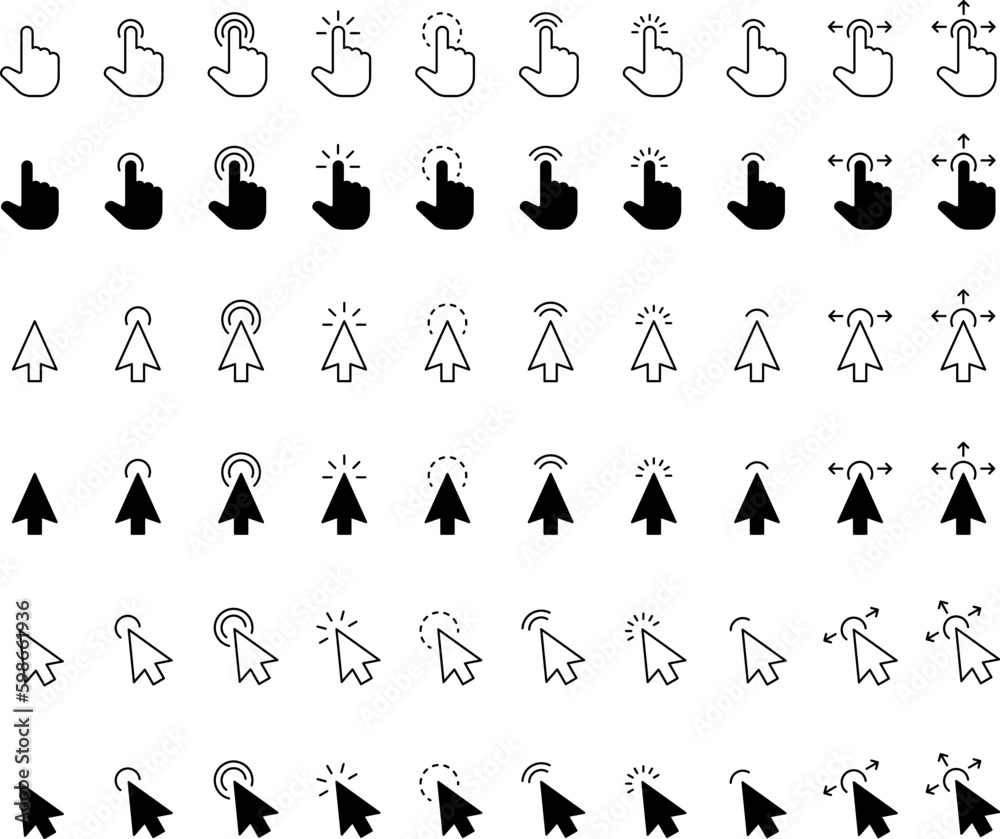 Hand Mouse Pointer Pictogram on Transparent Background. Finger Web ...