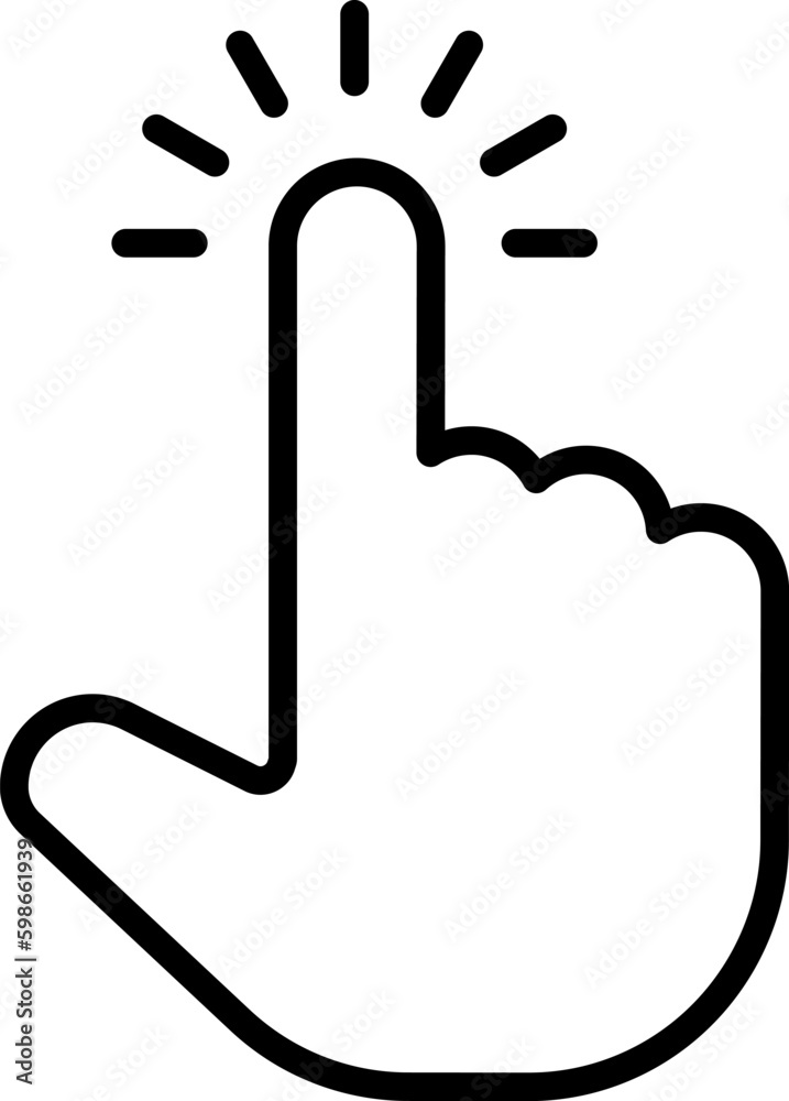 Hand Mouse Pointer Pictogram on Transparent Background. Finger Web Click Pointer Line and ...