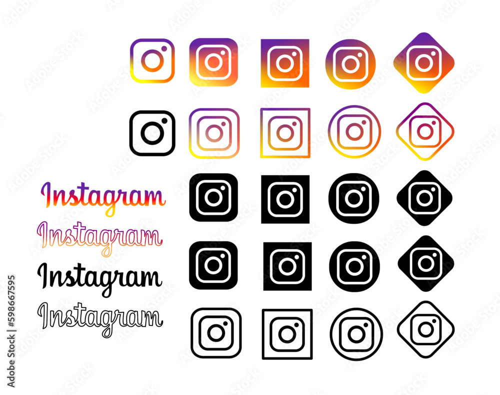 Vetor de Instagram icons. Instagram logos. Instagram vectors. Set of ...