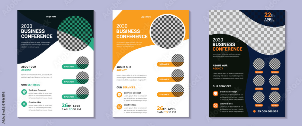 Business conference flyer design template. Stock Vector | Adobe Stock