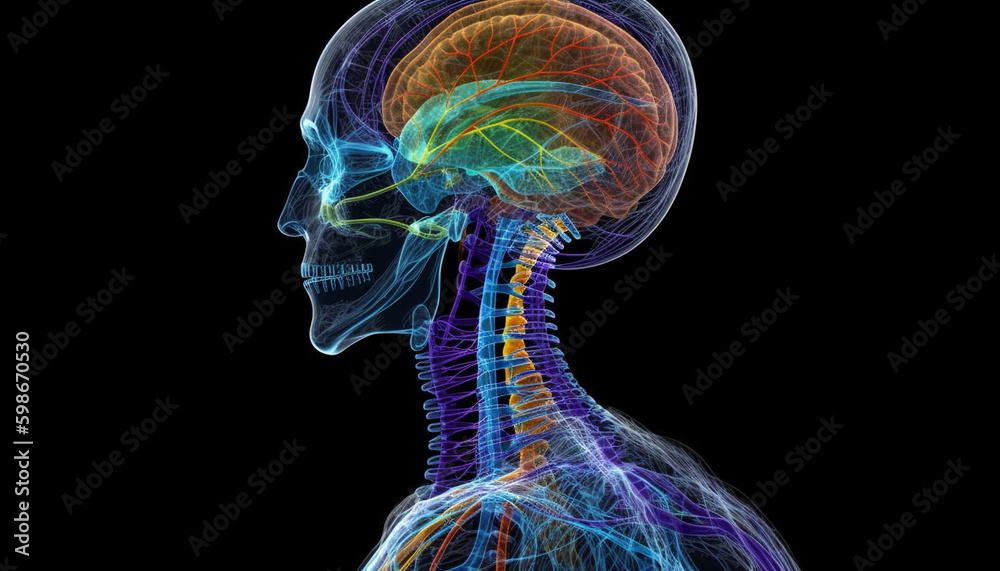 Transparent anatomy illustration of human skeleton morphology generated ...