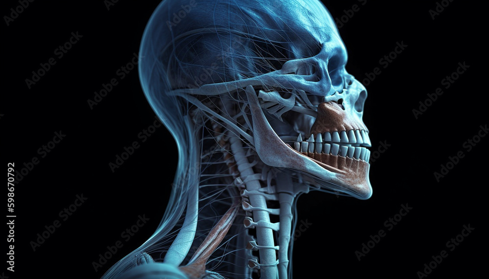 Transparent x ray shows human skeleton anatomy generated by AI Stock ...