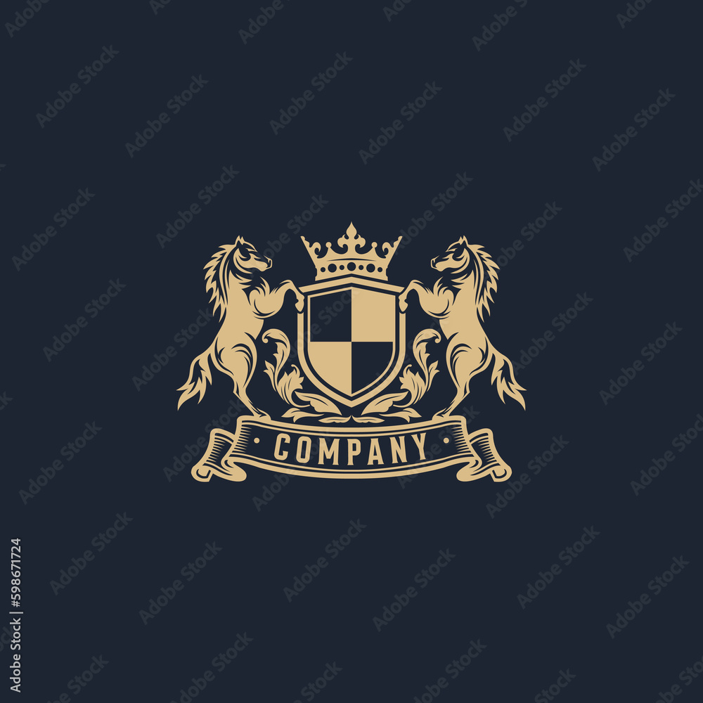 Poster HORSE GOLD CREST VECTOR LOGO DESIGN – Wall Art | UkPosters
