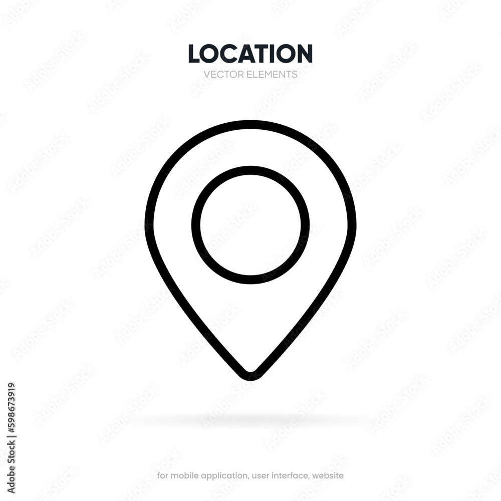 Target pin point icon. Red map location pointer icon symbol sign. Gps ...