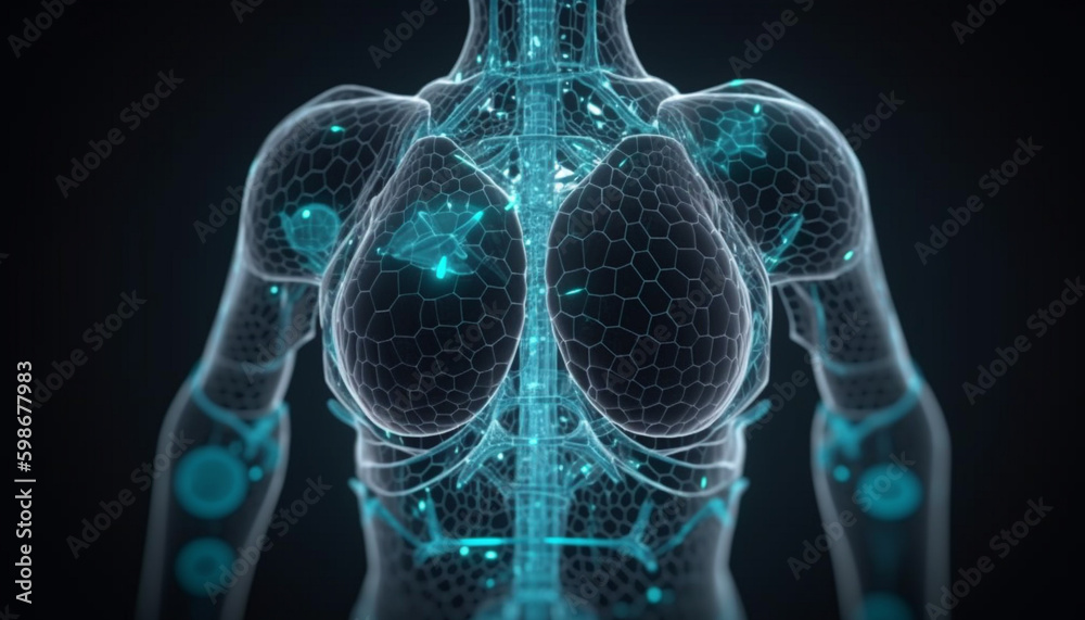 Male patient chest x ray shows internal injury generated by AI Stock ...