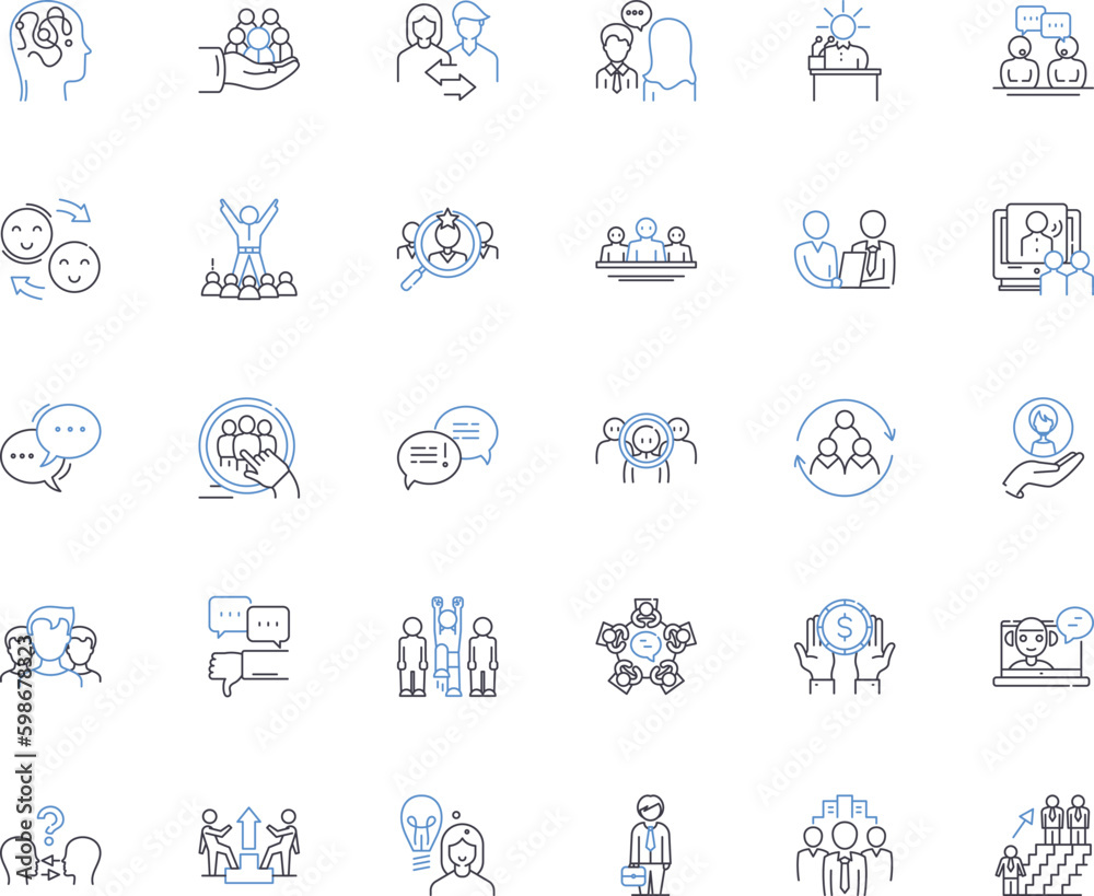 Guiding line icons collection. Mentoring, Directing, Steering ...