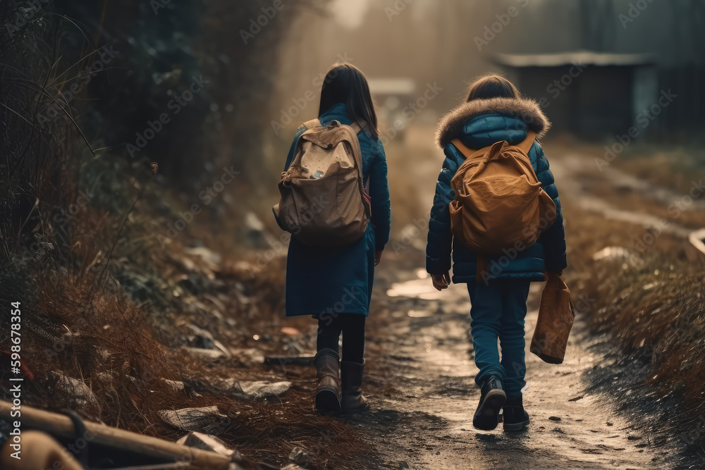 Education Over Obstacles. Children Trek to School on Dirt and Mud ...