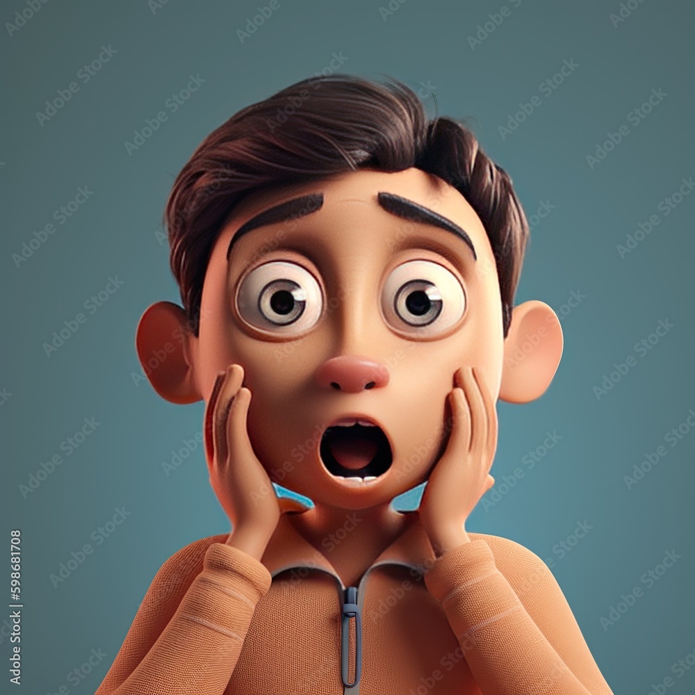Cartoon Young Boy Looking Surprised with Space for Copy (Generative AI ...