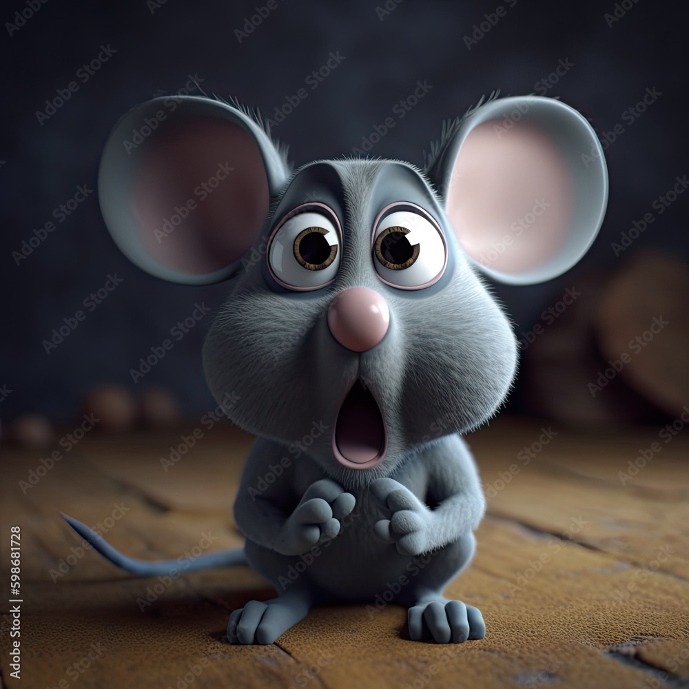 Cartoon Mouse Looking Surprised with Space for Copy (Generative AI ...