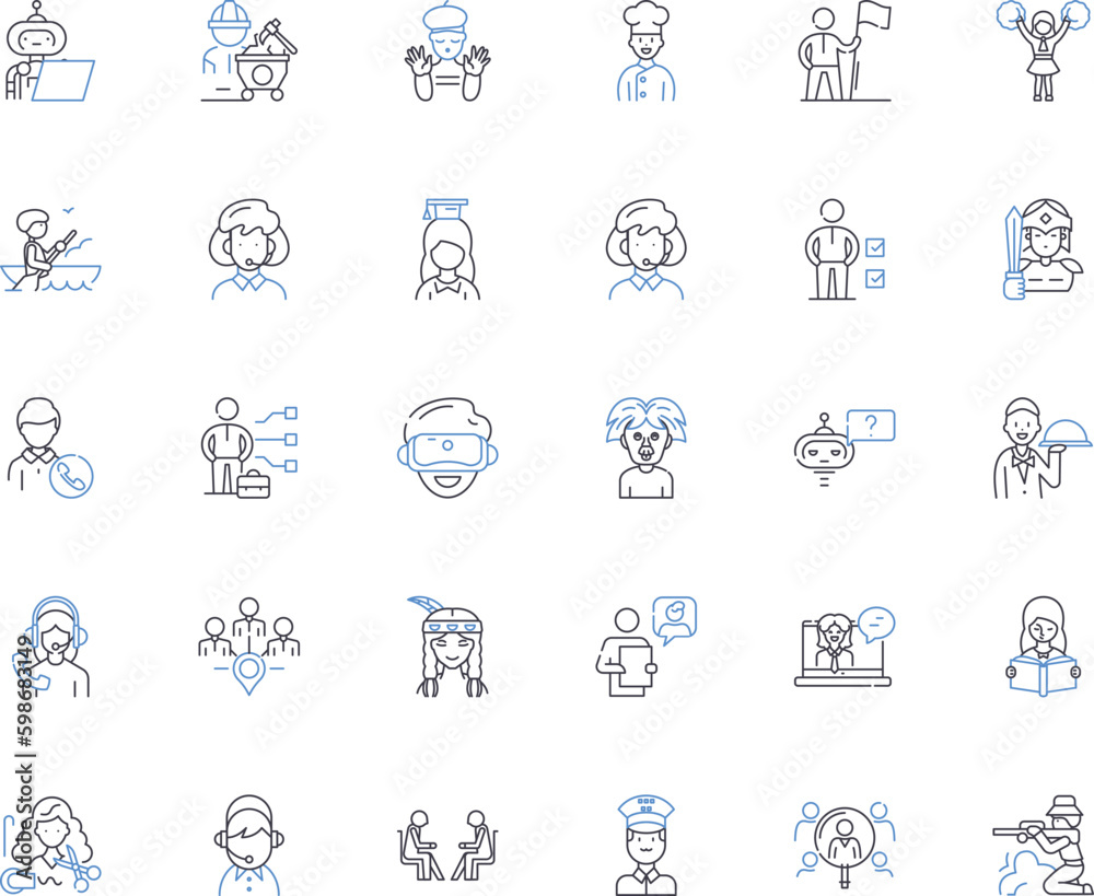 Doppelgangers line icons collection. Twin, Mirror, Lookalike, Double ...