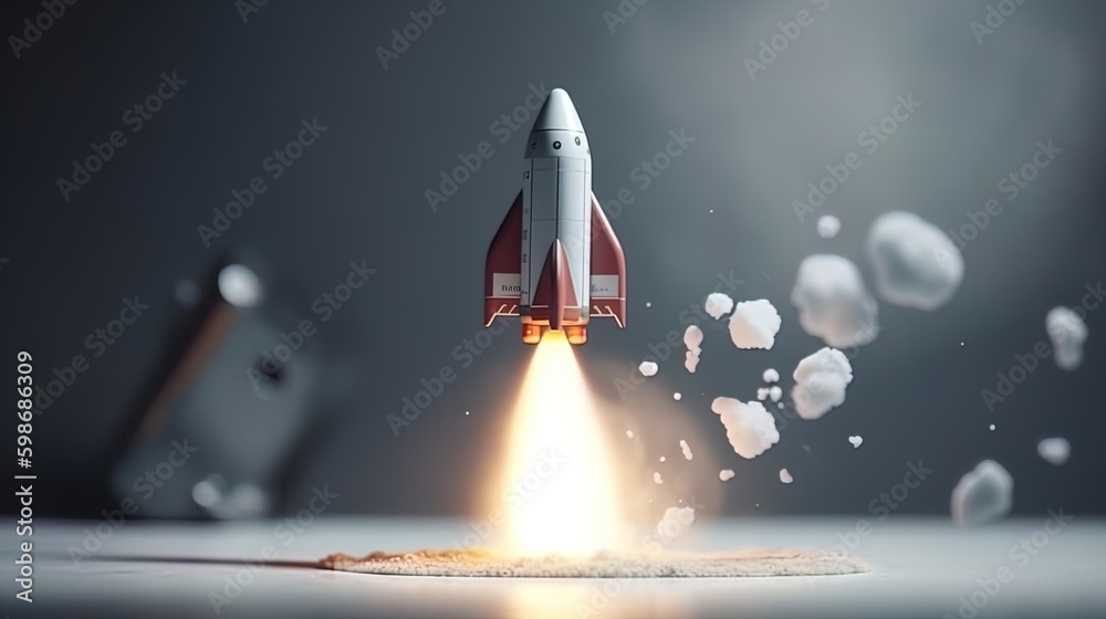 Blast Off to Success: Business Startup Rocket Launch in Workplace, in ...