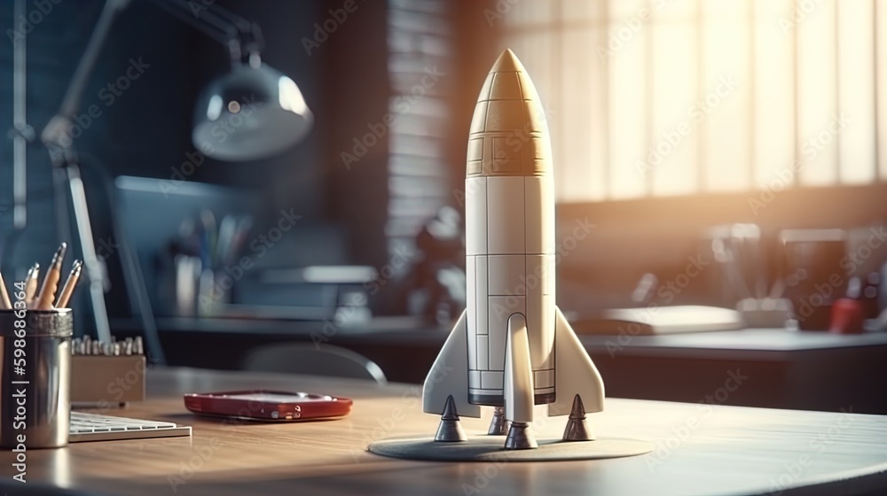 Blast Off to Success: Business Startup Rocket Launch in Workplace, in ...
